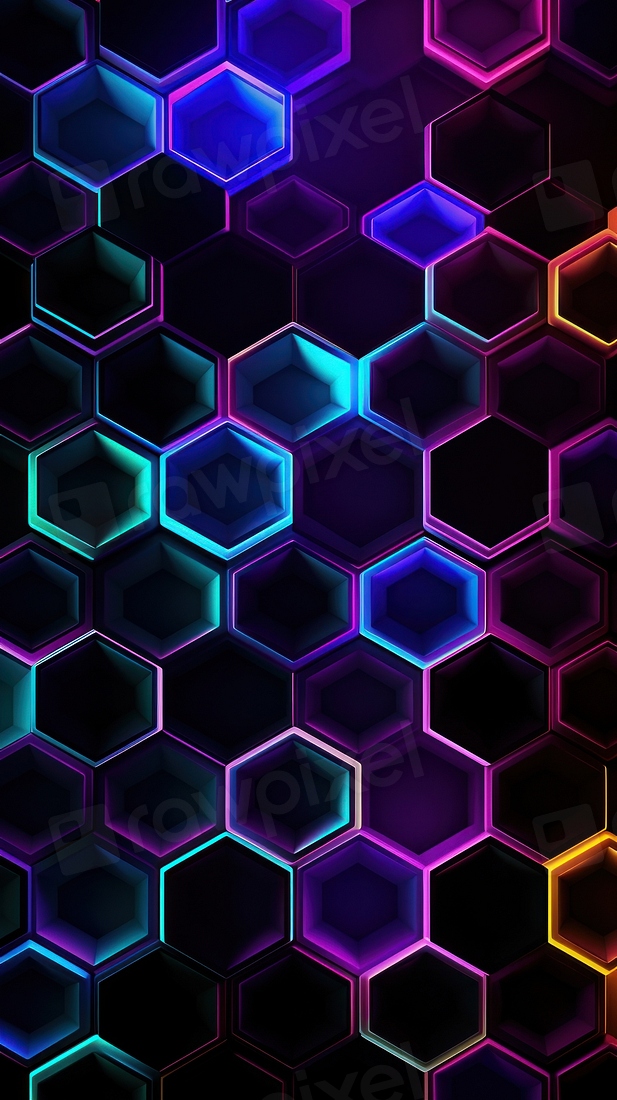 Neon light hexagon pattern honeycomb | Premium Photo Illustration ...
