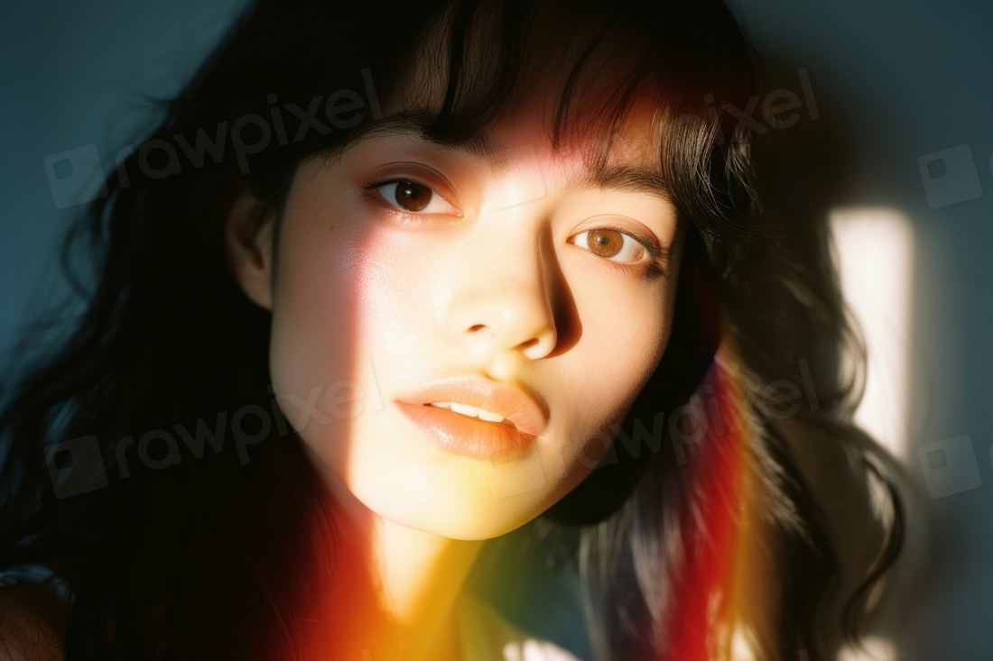Rainbow light face photography portrait | Premium Photo - rawpixel