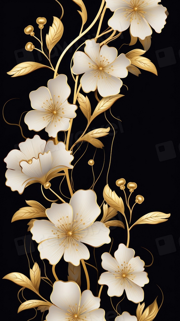 Flower pattern plant gold. | Premium Photo Illustration - rawpixel