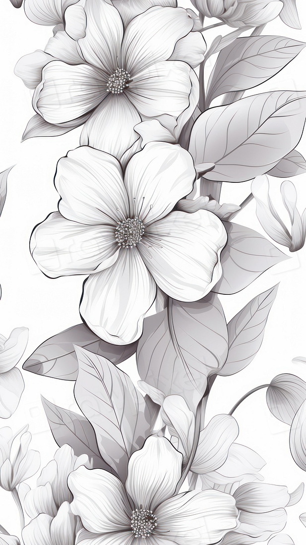 Spring flowers pattern drawing sketch. | Free Photo Illustration - rawpixel