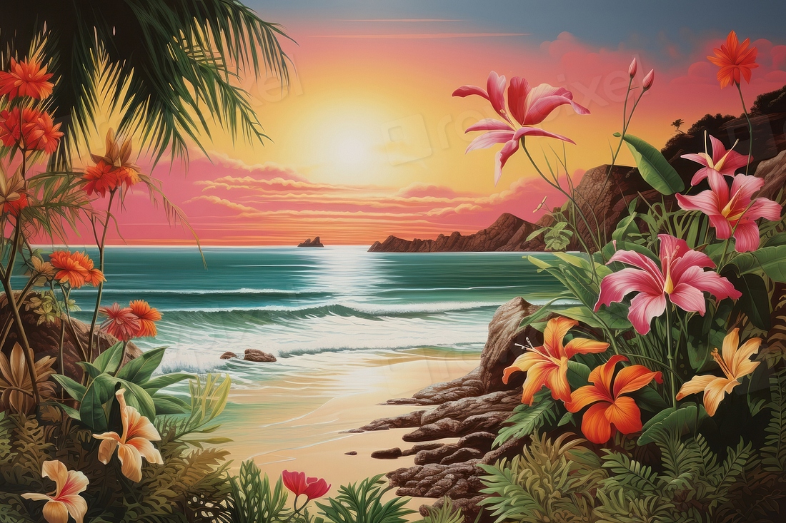 Tropical art outdoors painting. | Premium Photo Illustration - rawpixel