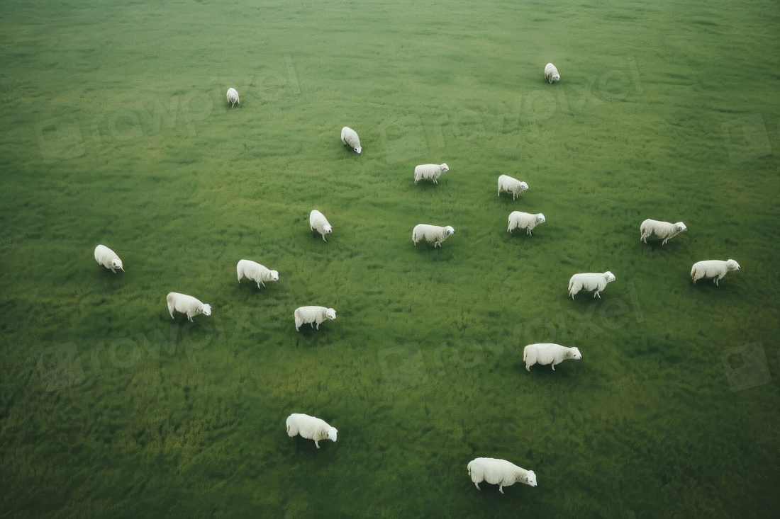 Group sheeps pale green farm | Free Photo - rawpixel