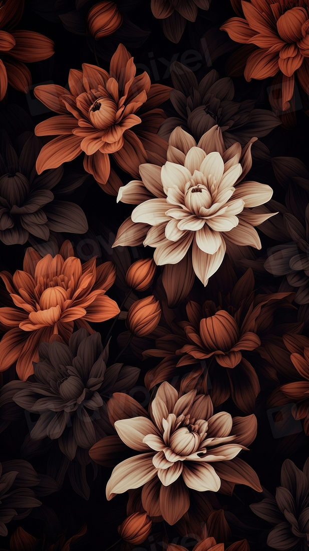 Dark flower pattern wallpaper backgrounds | Premium Photo Illustration ...
