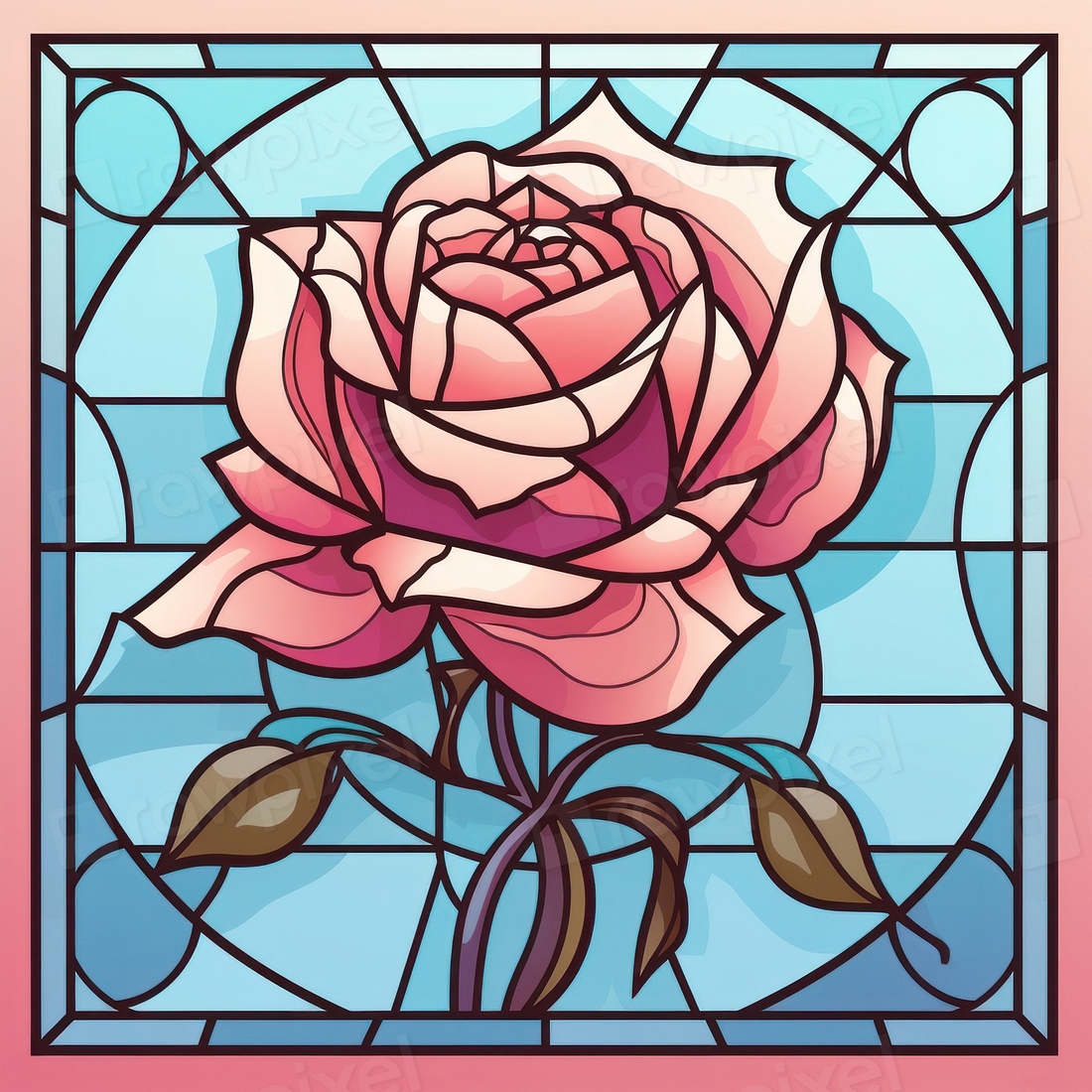 Stained glass rose art inflorescence. | Free Photo Illustration - rawpixel