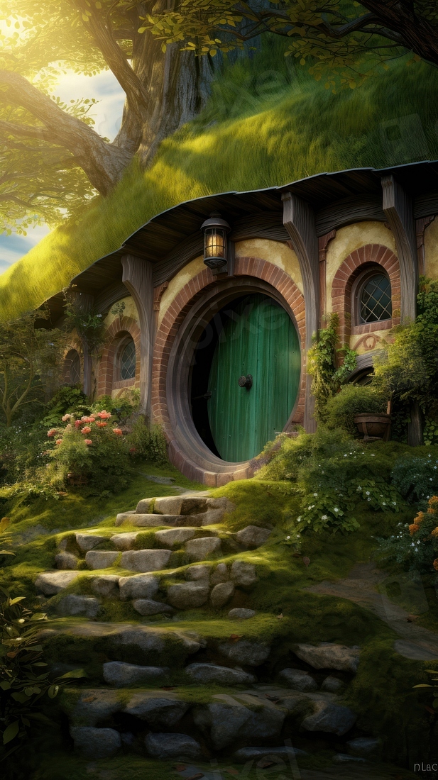 Middle earth architecture building outdoors. | Premium Photo ...