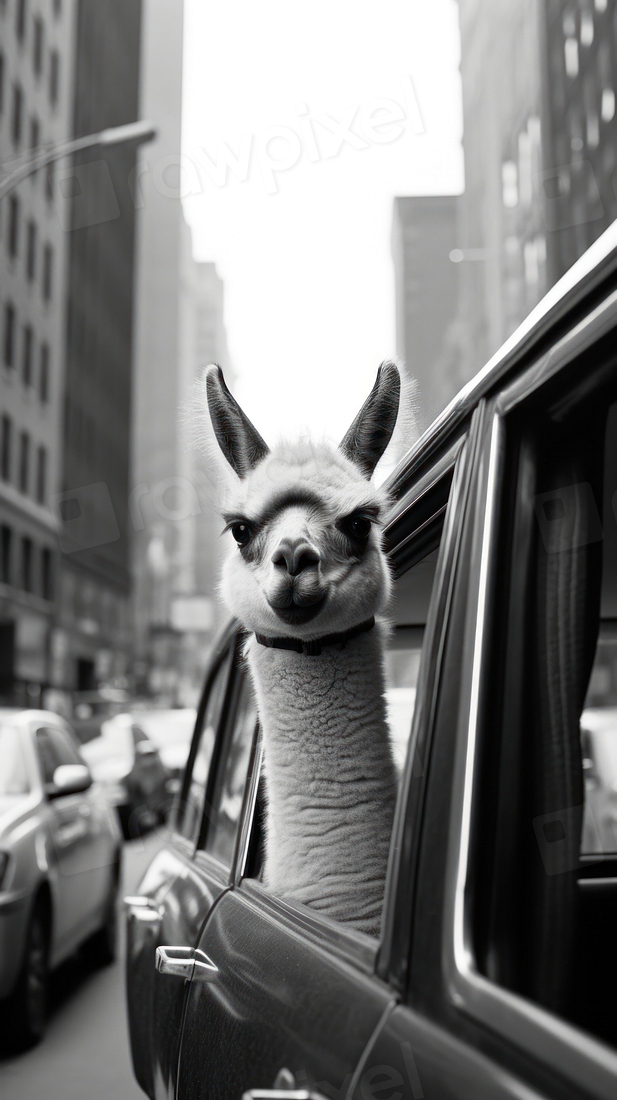 An alpaca car middle city | Free Photo - rawpixel