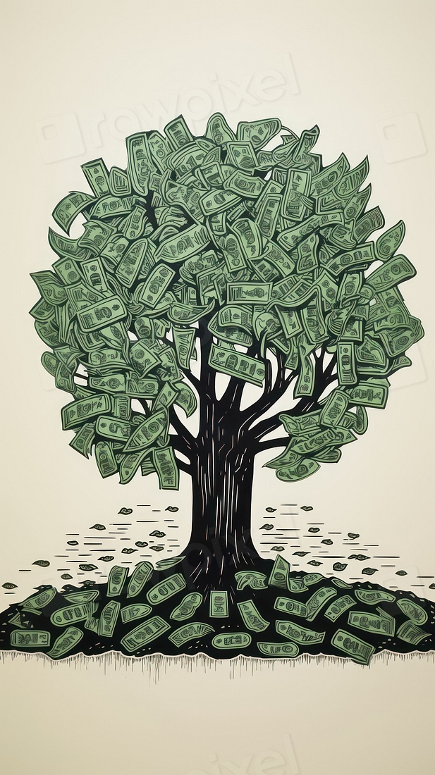 Money tree drawing sketch plant. | Free Photo Illustration - rawpixel