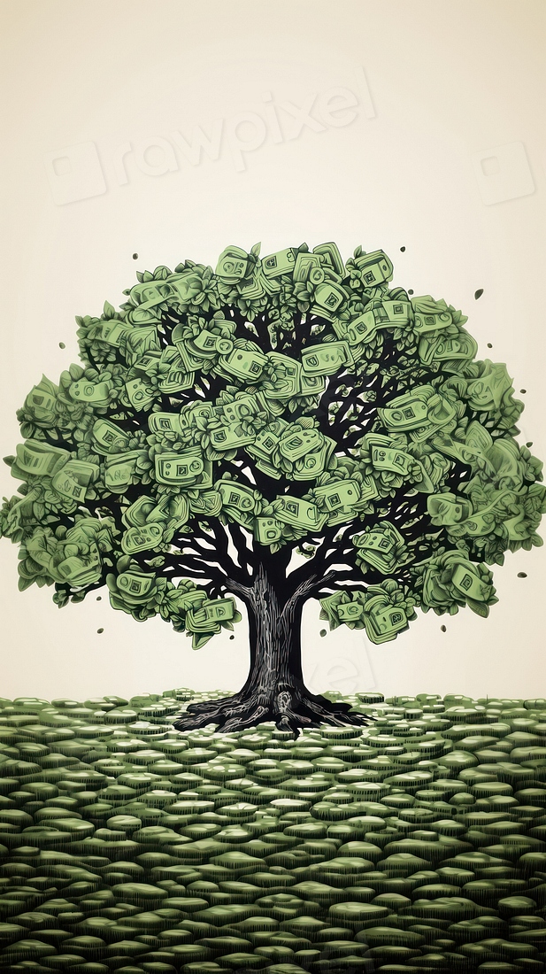 Dollar money tree drawing nature | Free Photo Illustration - rawpixel