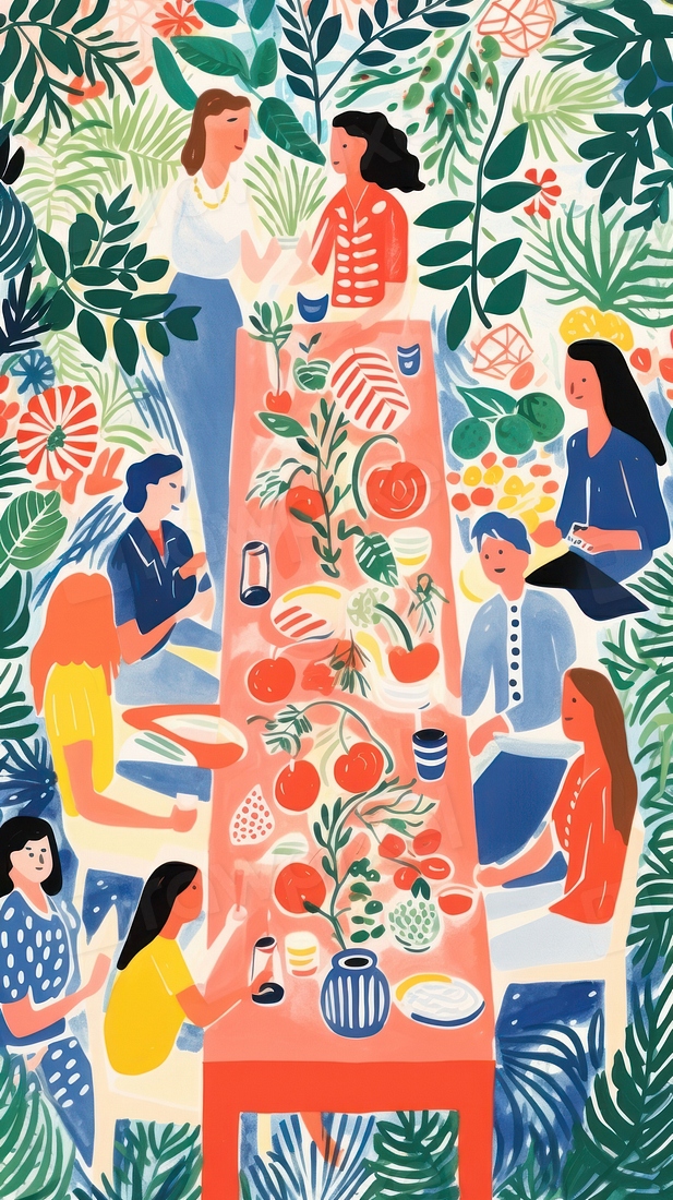 Summer party drawing painting adult. | Free Photo Illustration - rawpixel