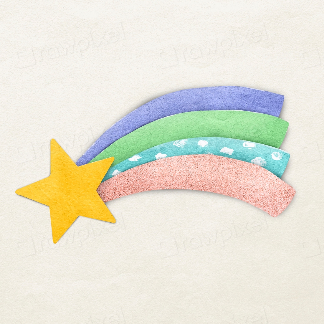 Paper craft shooting star sticker | Premium Vector - rawpixel