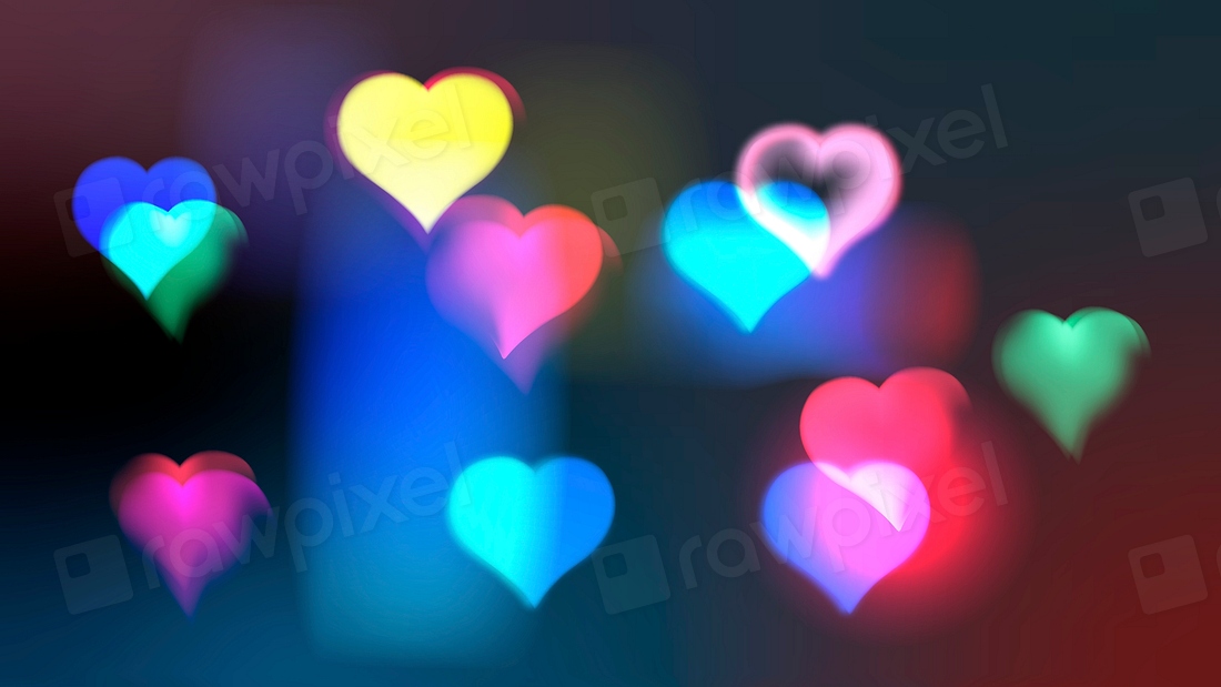 Colorful heart bokeh desktop HD | Premium Photo - rawpixel