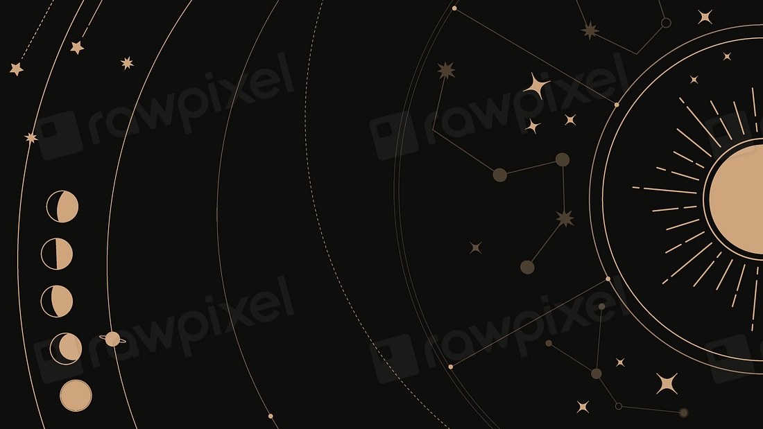 Celestial desktop wallpaper, gold dark | Premium PSD - rawpixel