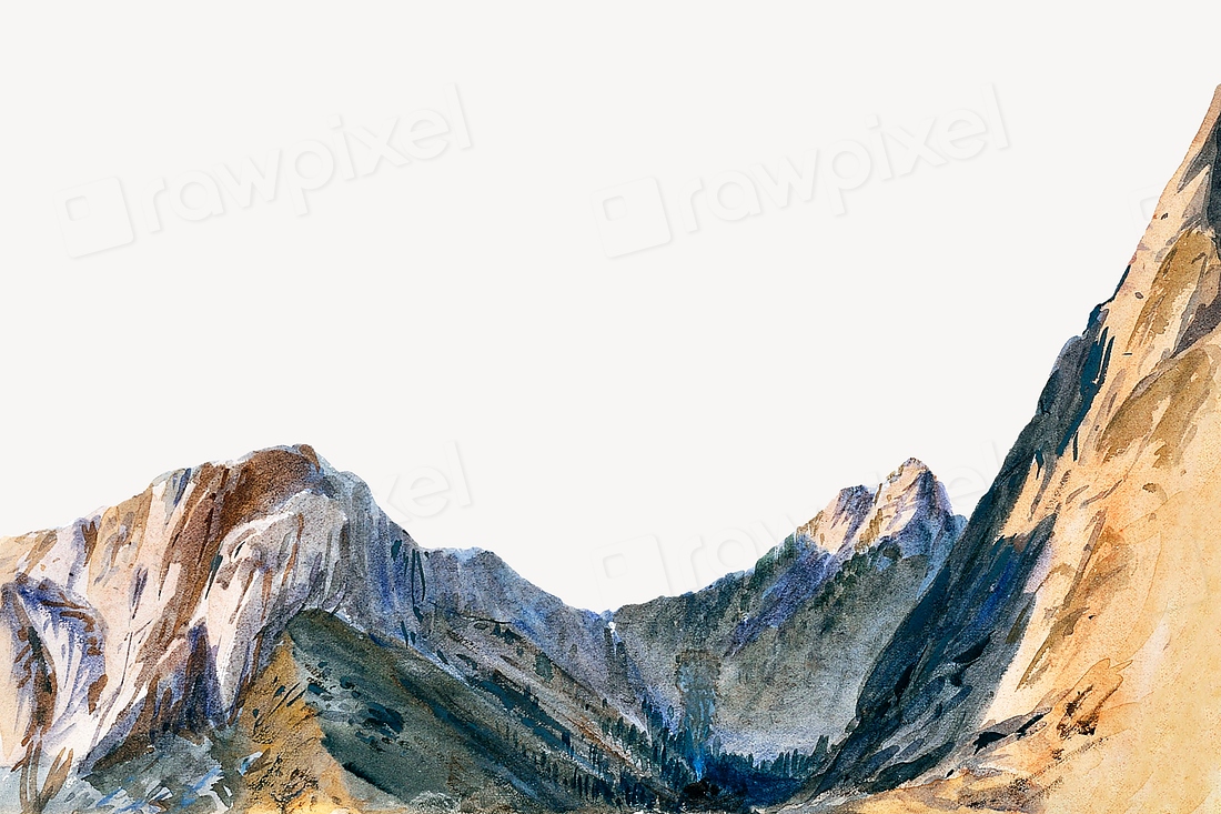 Watercolor mountain range border collage | Premium PSD - rawpixel