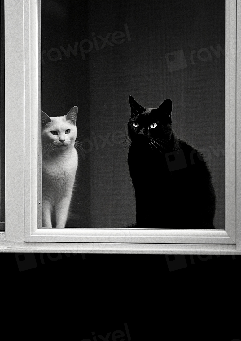 black look white cat window | Free Photo - rawpixel