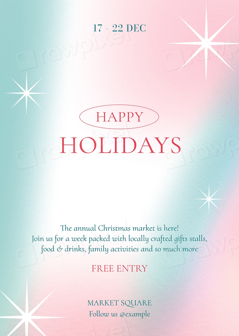 Happy holidays poster template, abstract | Free Vector Template - rawpixel