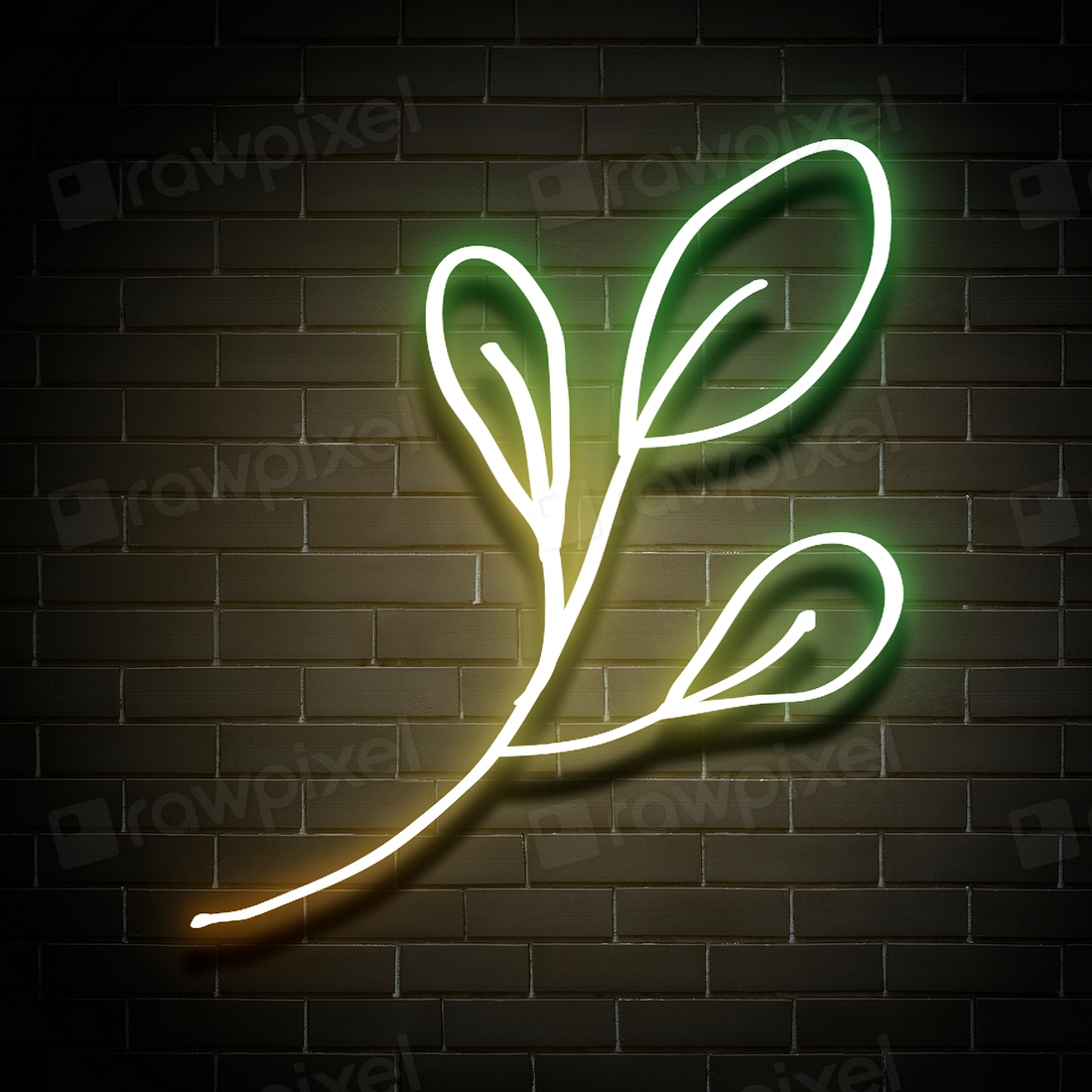 Neon green leaf glowing sign | Premium PSD - rawpixel