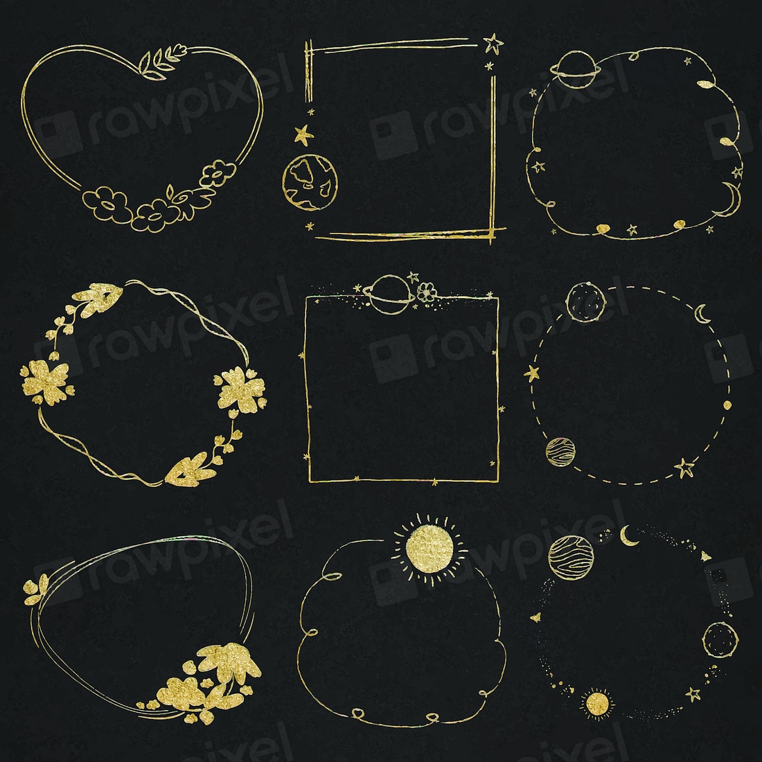 Vector gold effect border collection | Premium Vector - rawpixel