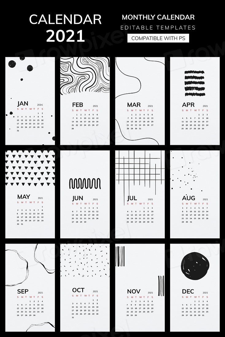 Calendar 2021 editable template psd | Premium PSD - rawpixel