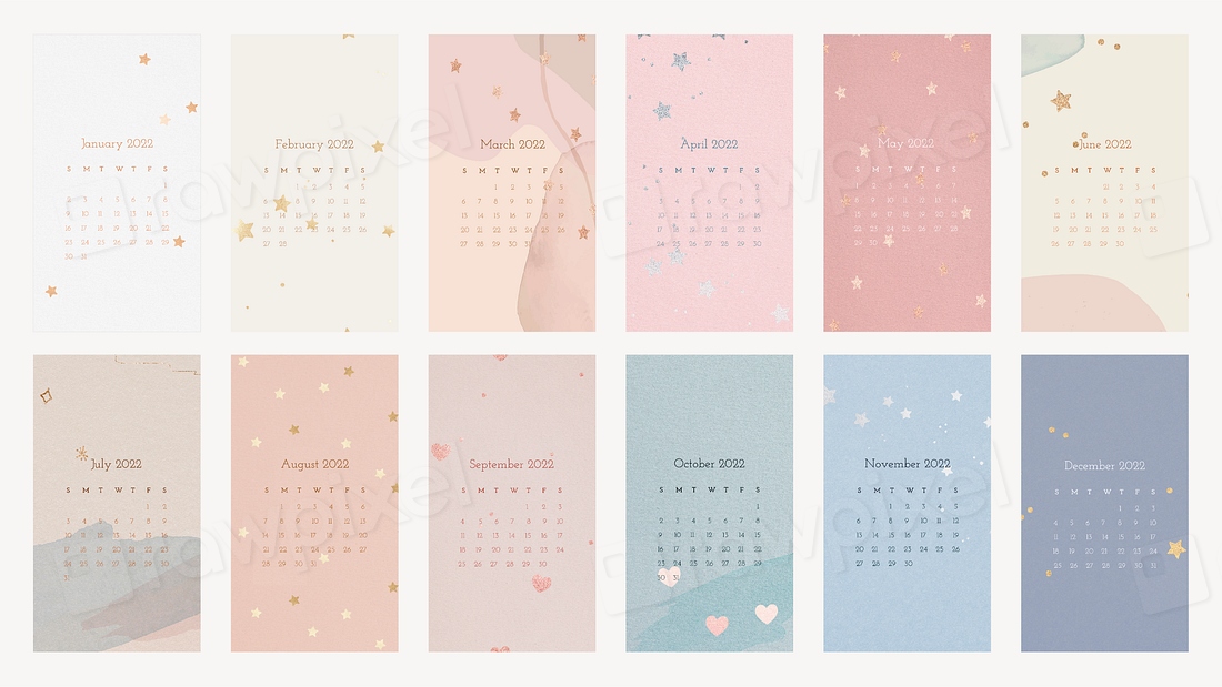 Cute 2022 monthly calendar template | Premium PSD - rawpixel