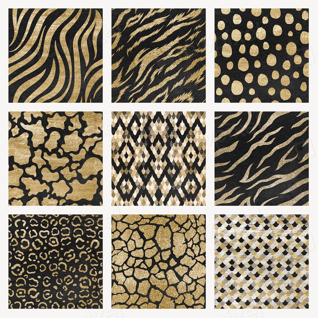Gold animal print patterns set | Premium PSD - rawpixel
