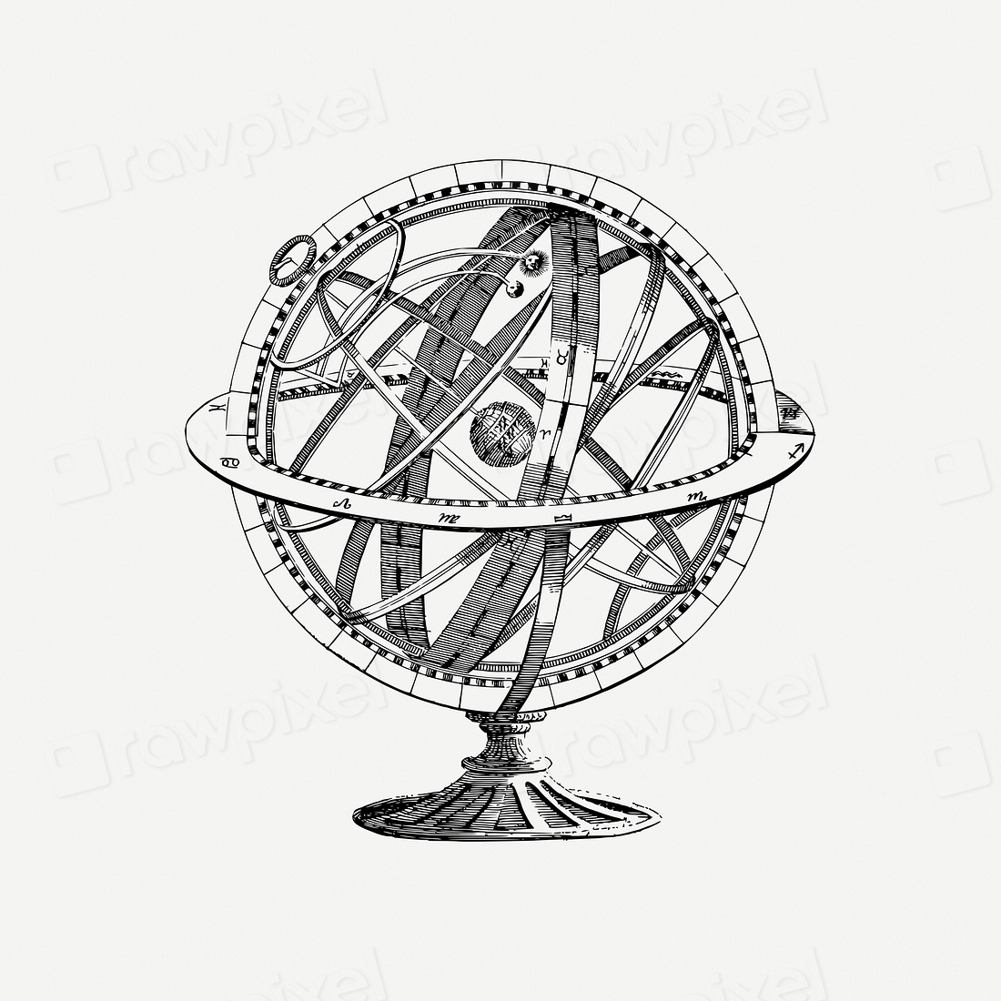 Armillary sphere drawing, vintage illustration | Free PSD - rawpixel