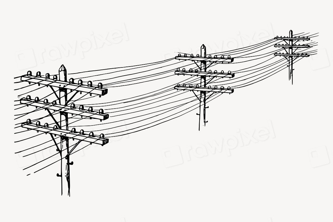 Power lines border drawing, white | Free Vector - rawpixel