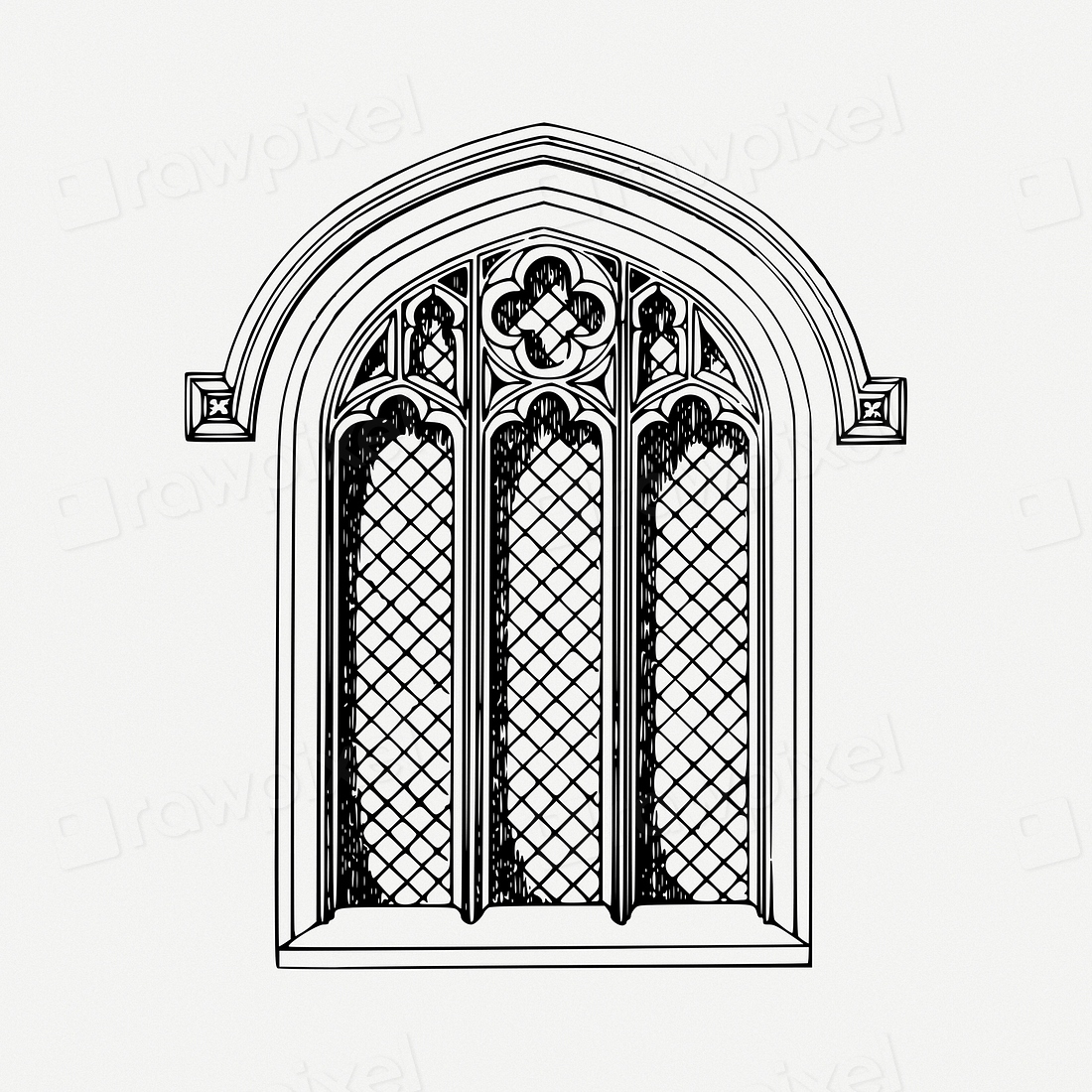 Church window drawing, architecture vintage | Free PSD - rawpixel
