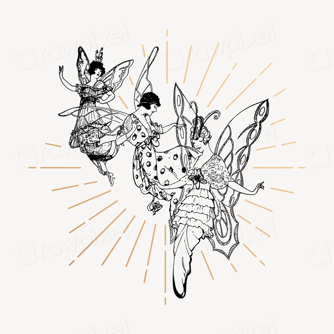 Magical Fairies Drawing Vintage Mythical Free Photo Illustration