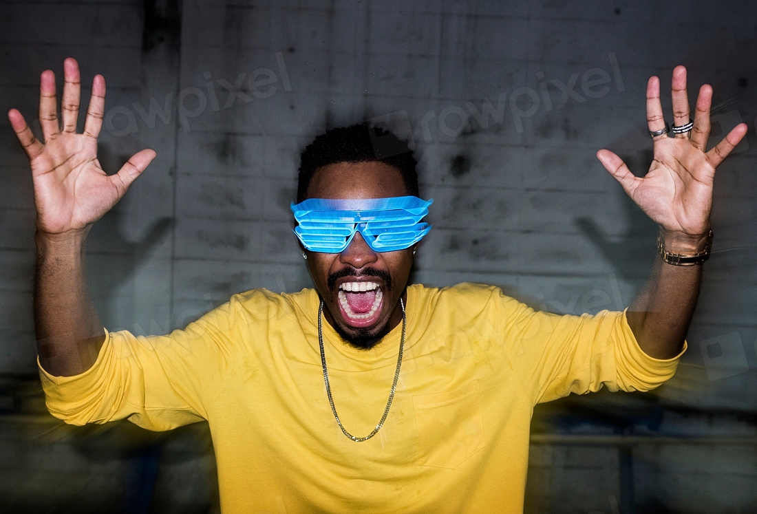 Young man wearing futuristic led | Premium Photo - rawpixel