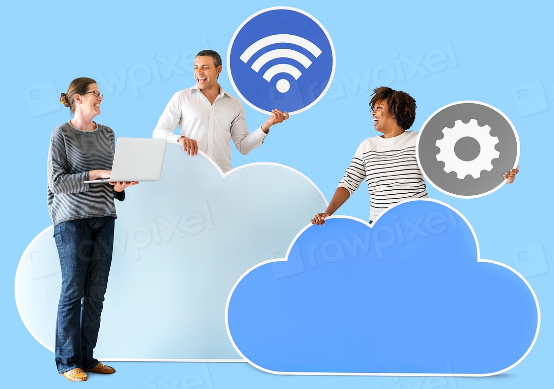 Happy people cloud and technology | Premium Photo - rawpixel