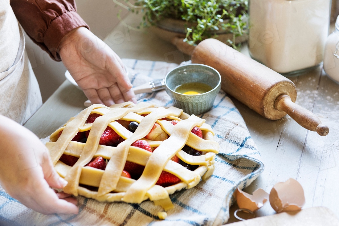 person baking fruit pie food | Premium Photo - rawpixel