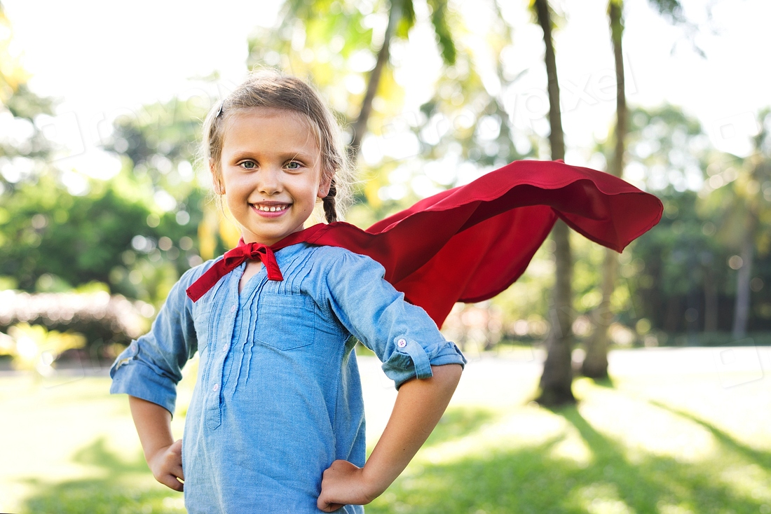 Superhero girl in the park | Free Photo - rawpixel