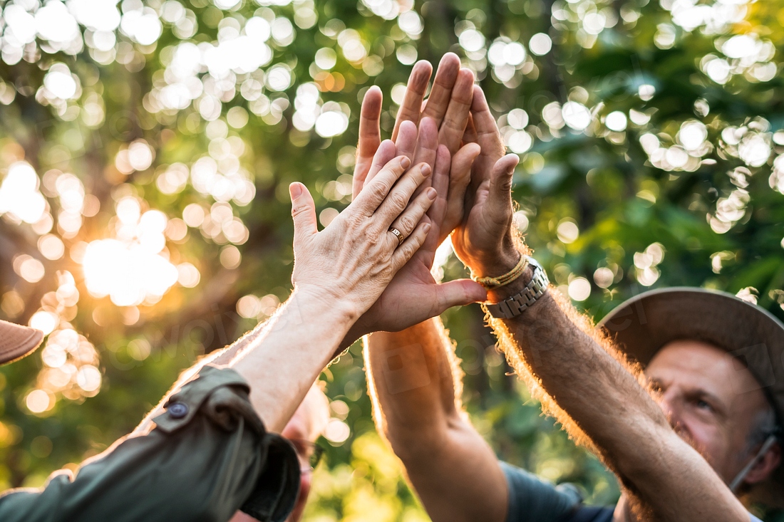 Senior trekkers giving high five | Premium Photo - rawpixel