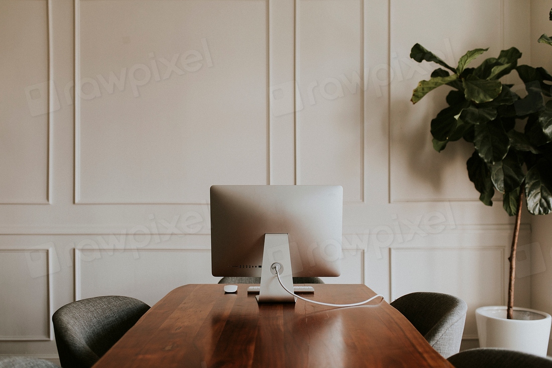 Computer wooden table office | Premium Photo - rawpixel