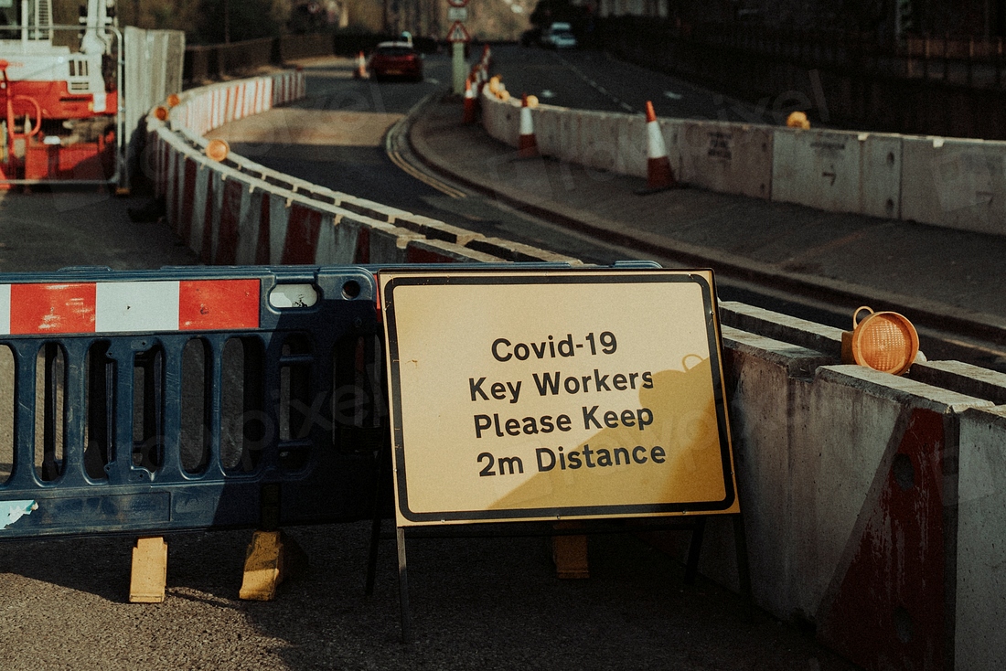 Physical distancing warning sign roadside | Premium Photo - rawpixel