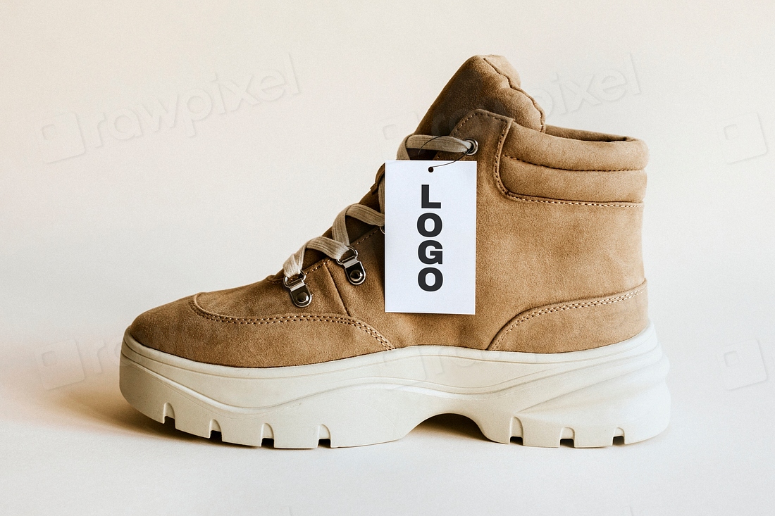 Psd label brown suede high | Premium PSD Mockup - rawpixel