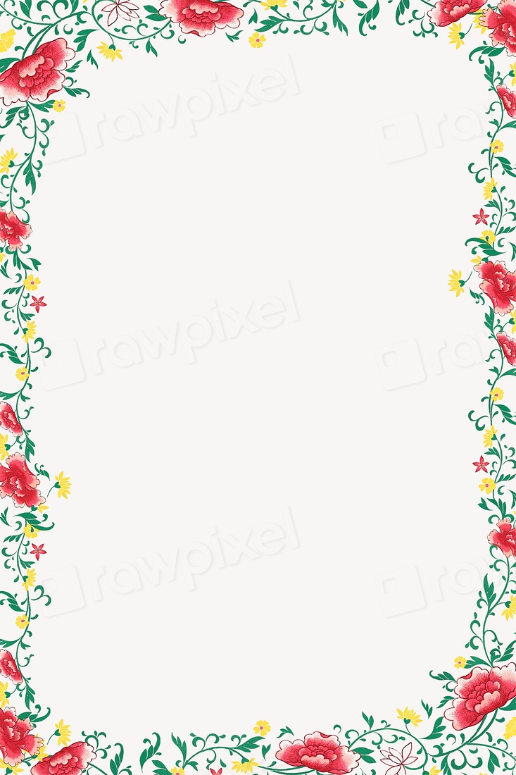 Colorful floral frame, aesthetic Asian | Premium PSD - rawpixel