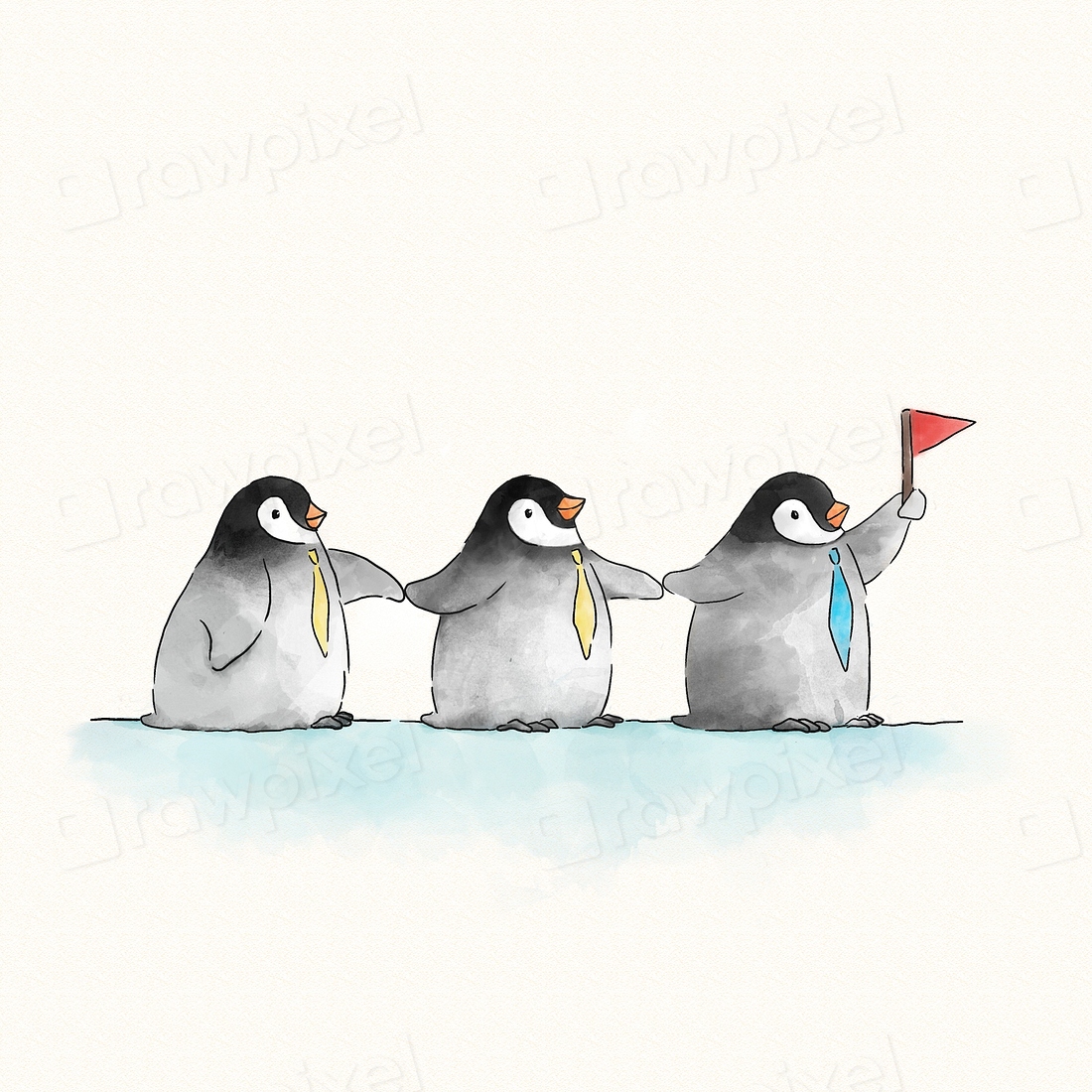 Three cute penguins flag | Premium PSD - rawpixel