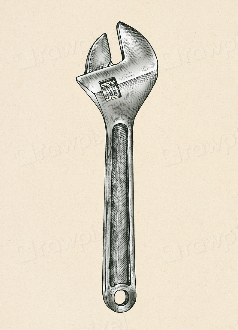 Hand-drawn adjustable wrench illustration | Free Photo Illustration ...