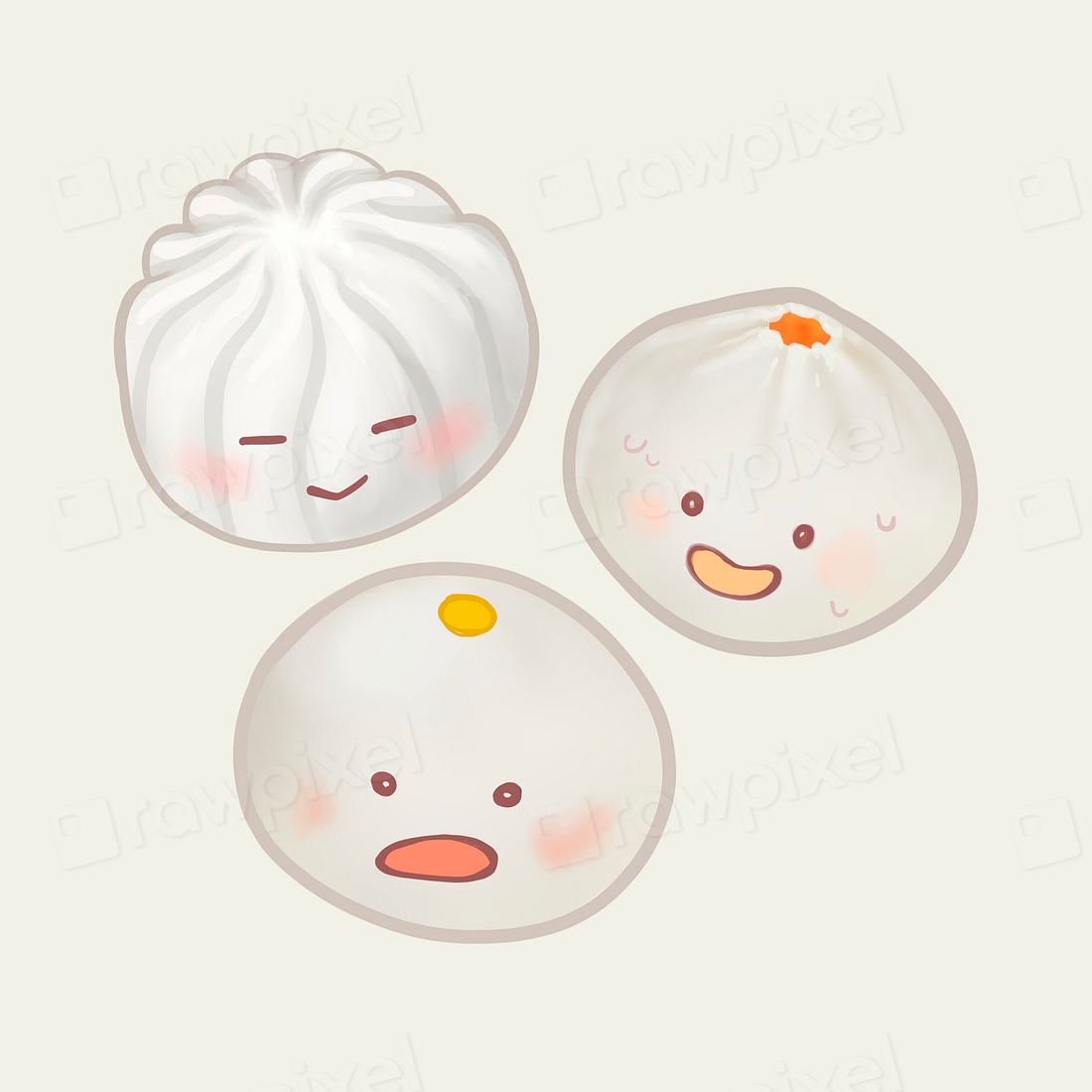 Cute Chinese steamed buns illustration | Premium PSD - rawpixel