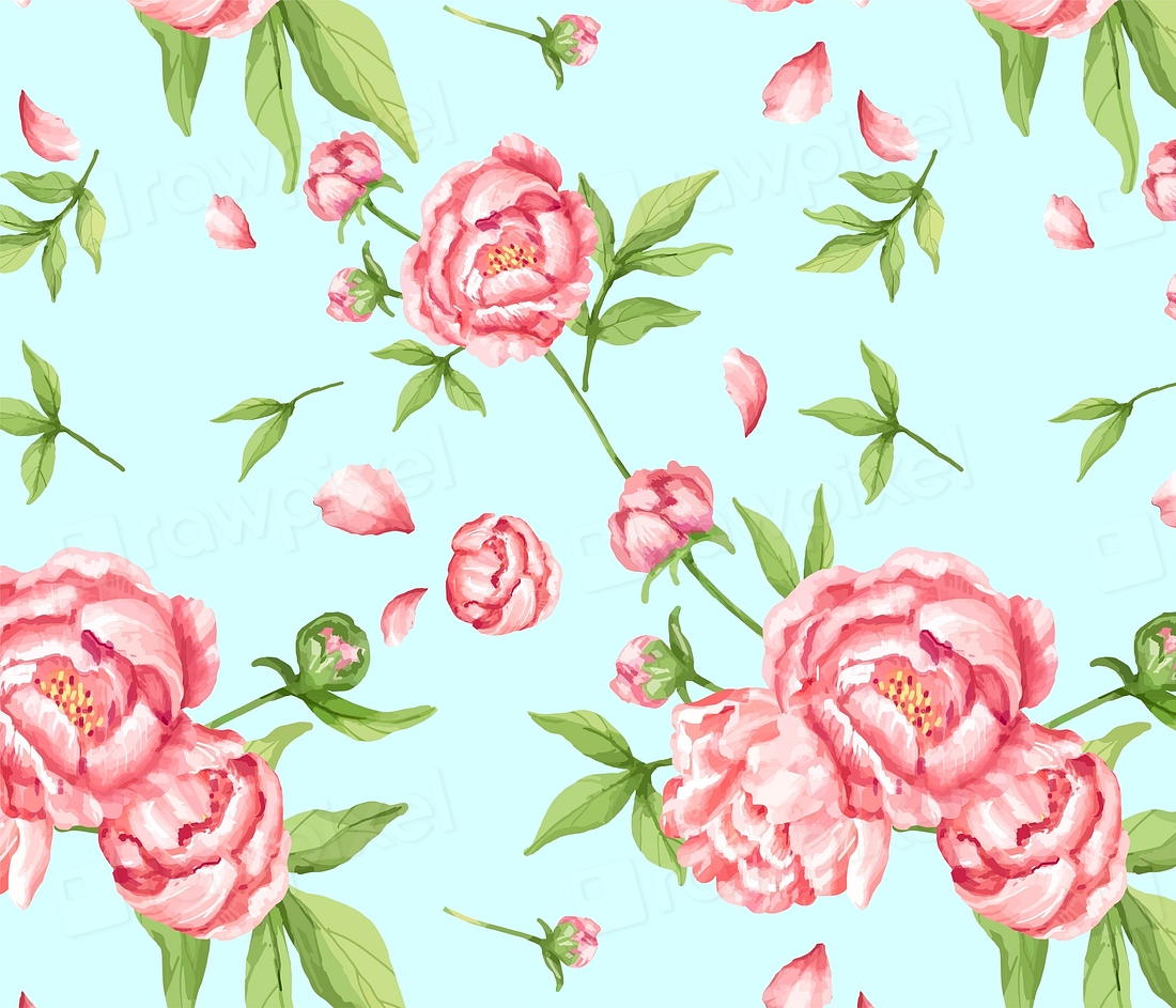 Hand drawn pink peony pattern | Premium Vector - rawpixel