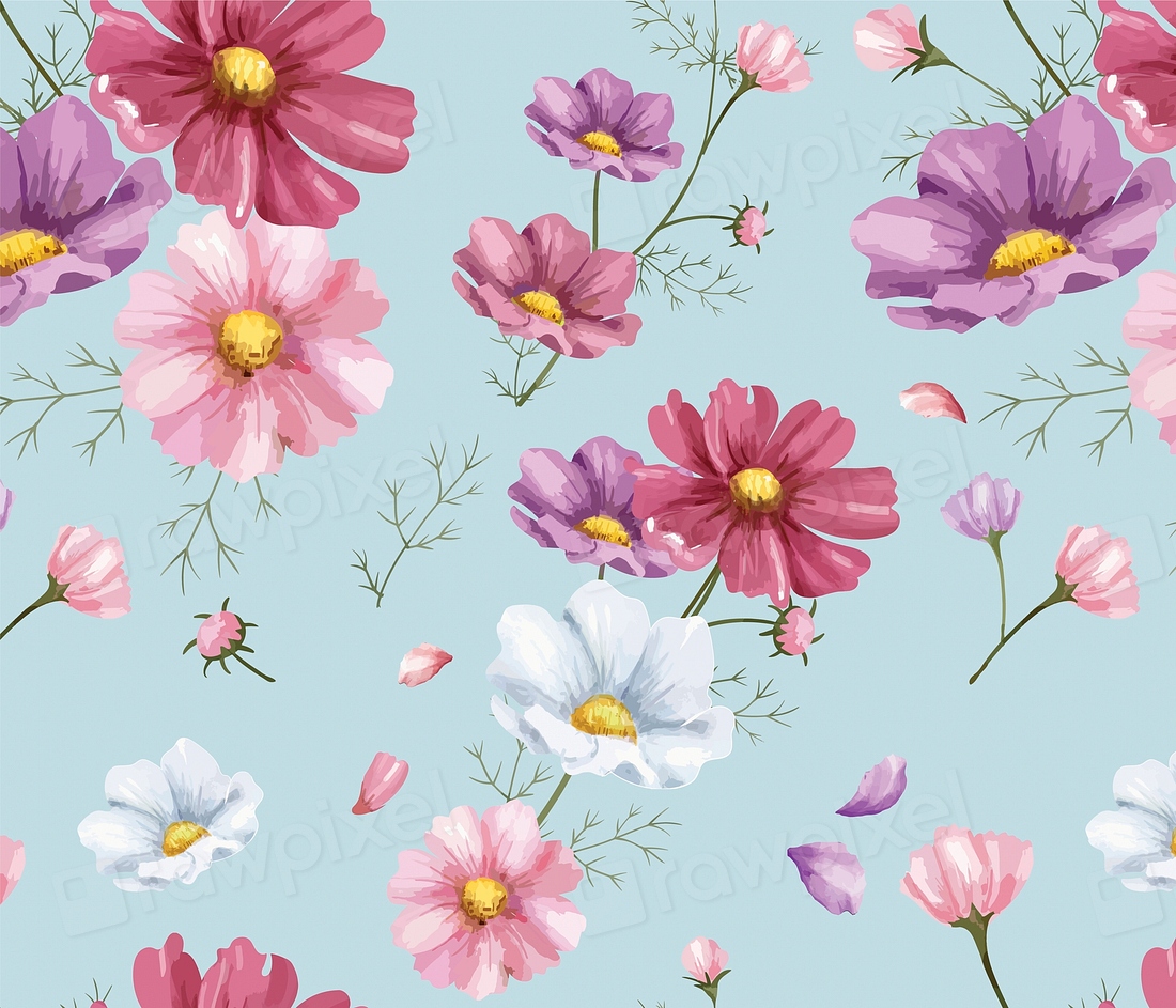 Hand drawn cosmos flower pattern | Premium Photo - rawpixel