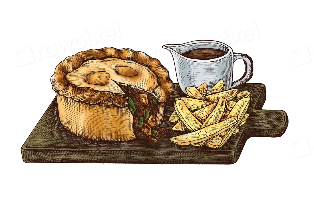 Hand-drawn minced beef pie | Free Photo Illustration - rawpixel
