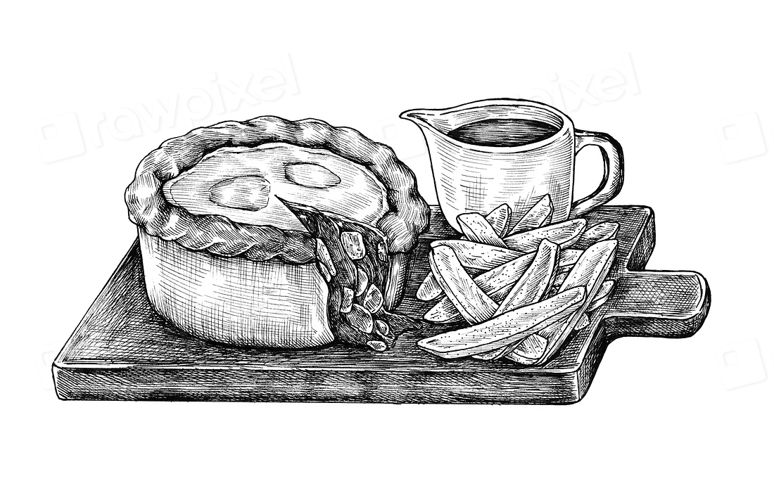 Hand-drawn minced beef pie | Free Photo Illustration - rawpixel