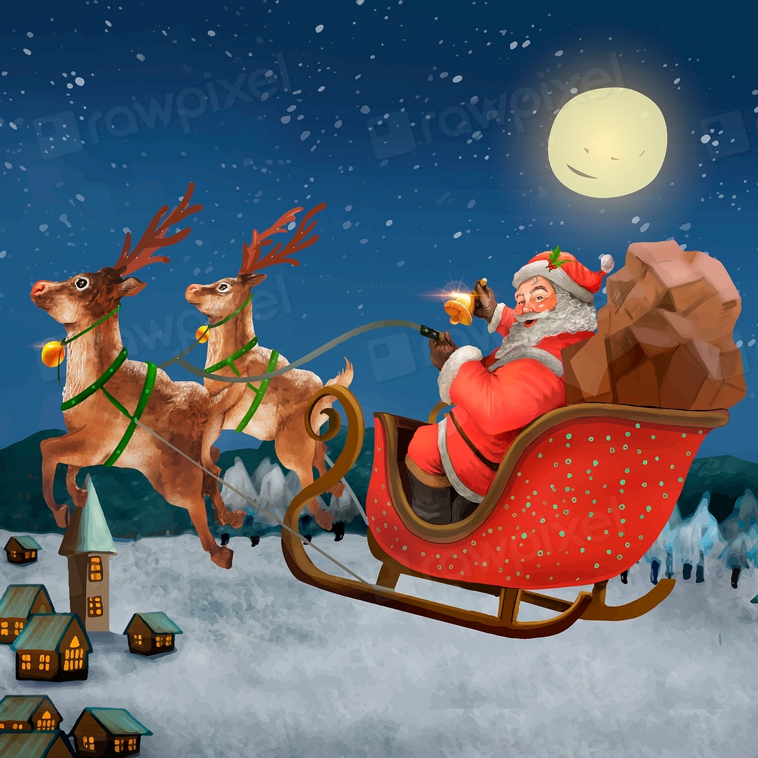 Hand drawn Santa Claus riding | Premium Vector Illustration - rawpixel