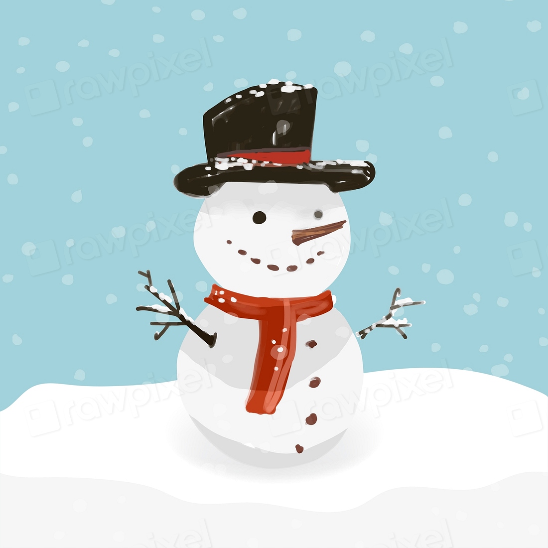Hand drawn snowman snowy day | Premium Vector - rawpixel