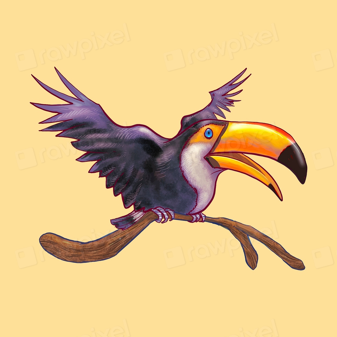 Drawing of a purple toucan | Free Photo Illustration - rawpixel