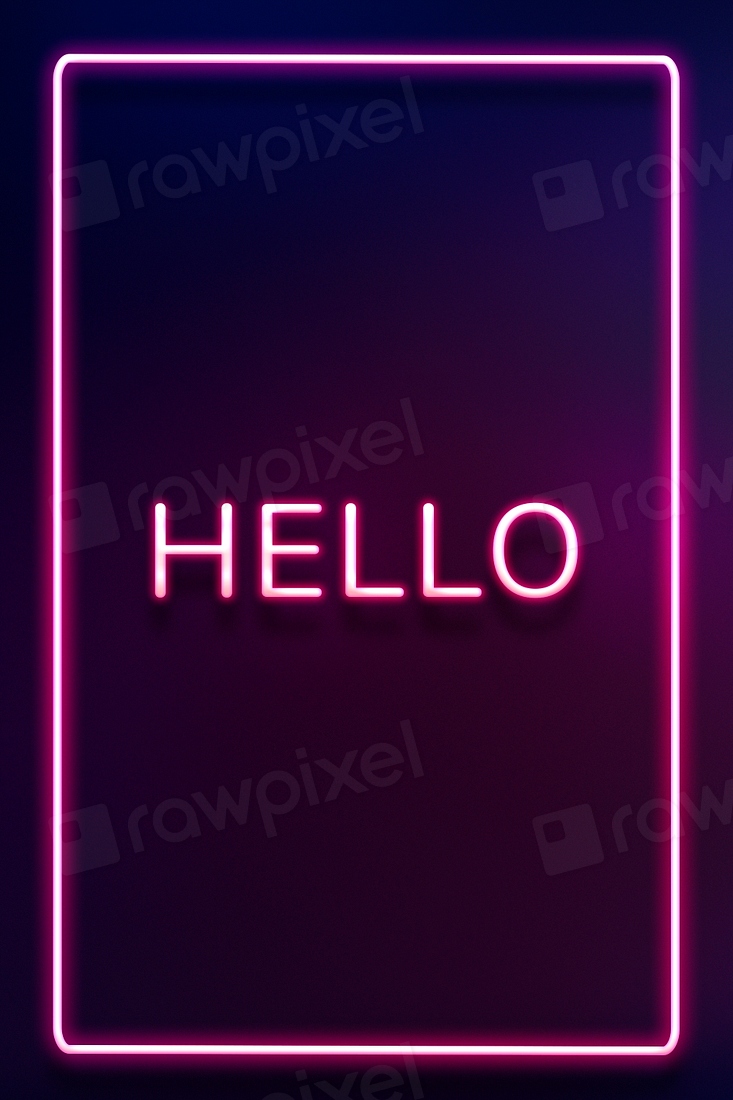 Neon frame hello border typography | Free Photo - rawpixel