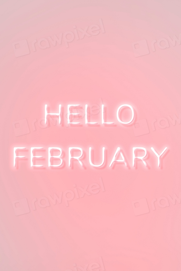 Hello February pink neon lettering | Free Photo - rawpixel