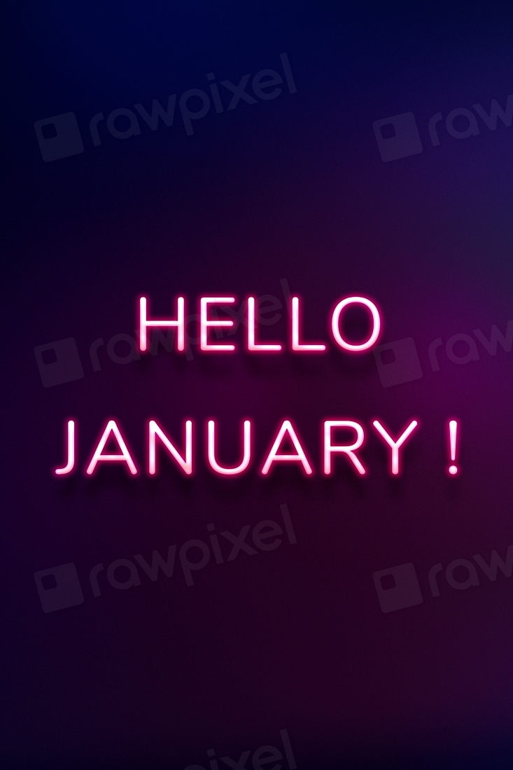 Glowing neon Hello January! lettering | Free Photo - rawpixel
